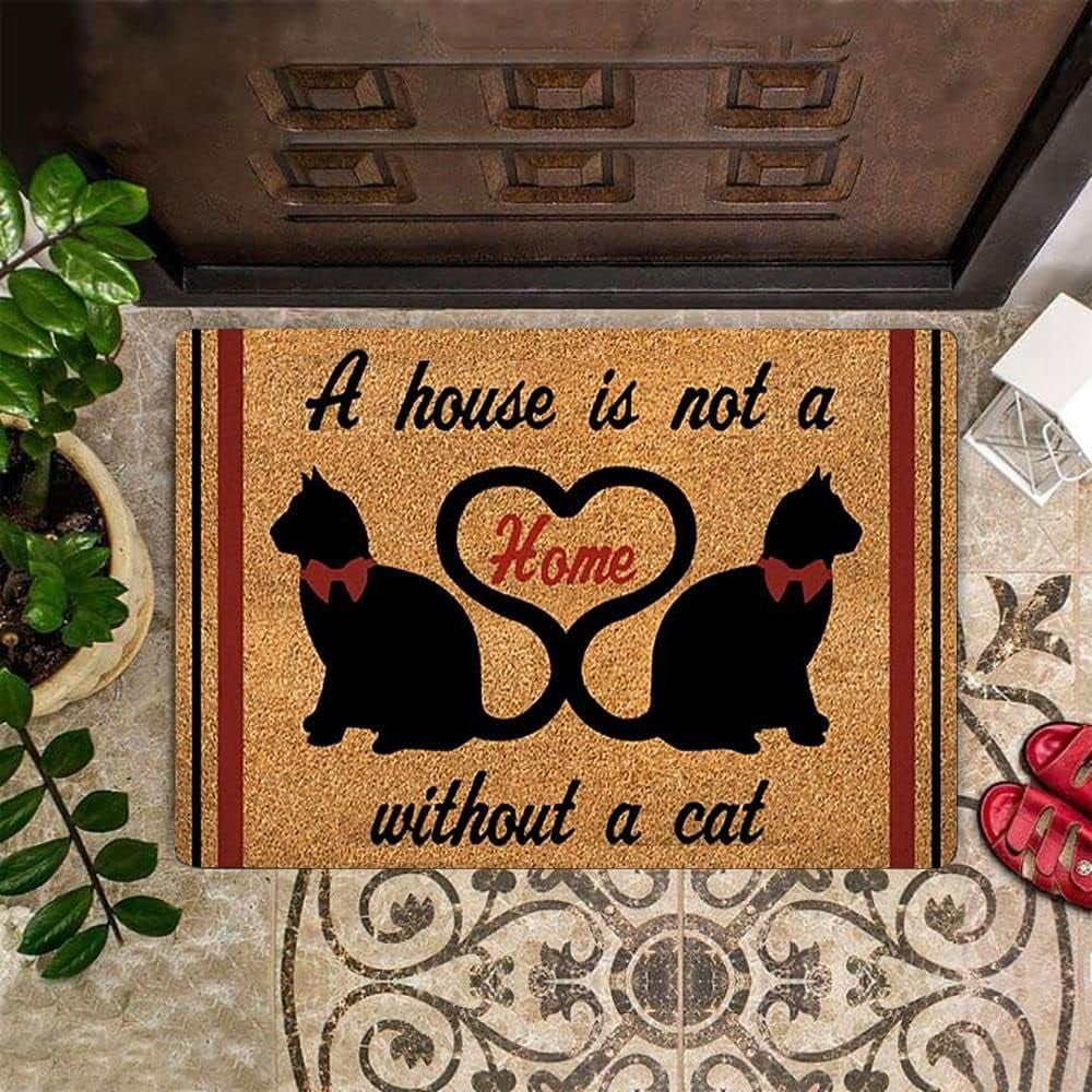 Black Cat Door Mat A House is not A Home Without A Cat Doormat Indoor ...