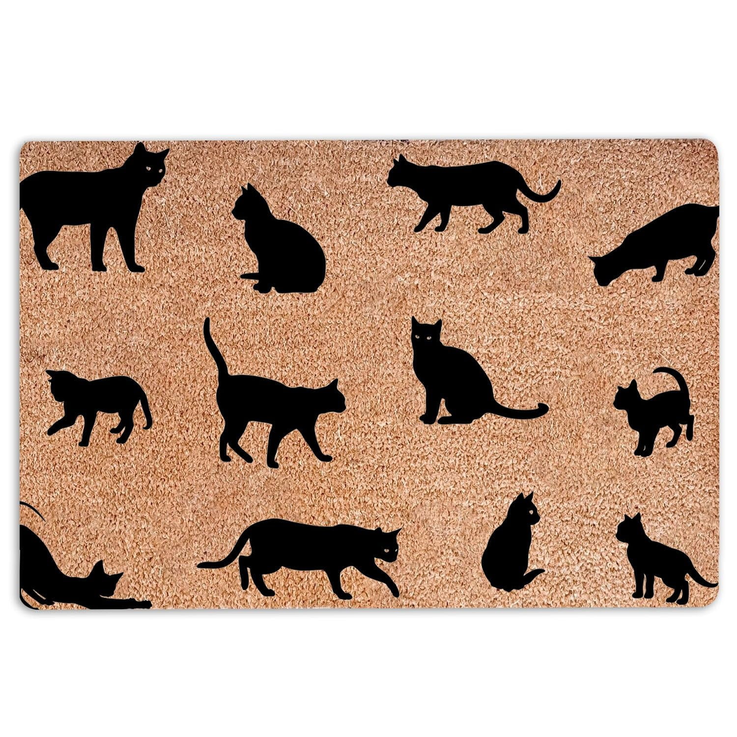 Black Cat Door Mat Halloween Black Cat Welcome Non-Slip Mats Funny ...