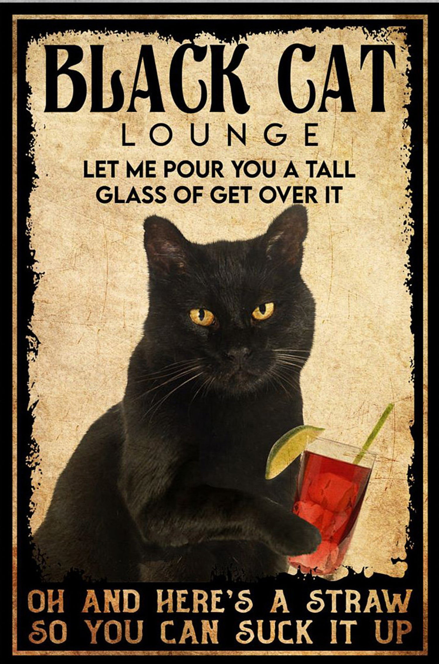 Black Cat Drinking Fruit Juice Black Cat Lounge Let Me Pour You A Tall ...