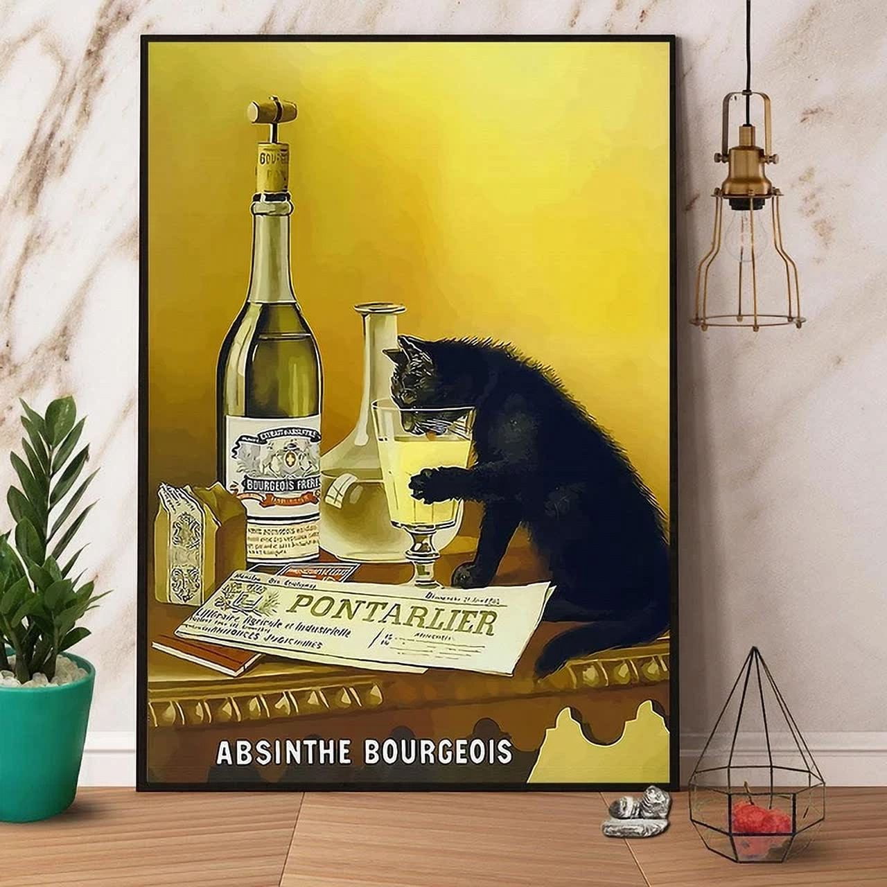 Black Cat Drinks Absinthe Bourgeois Paper Poster No Frame Wall Art ...