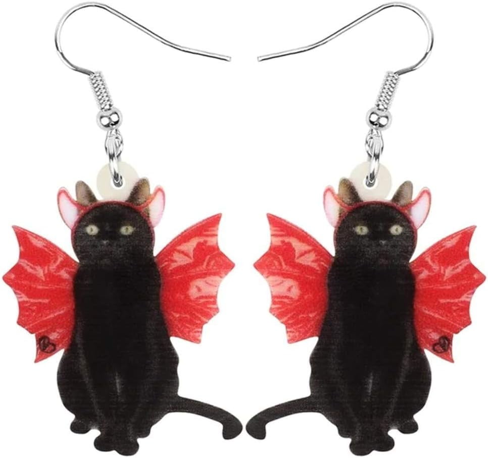 Black Cat Earring Earrings Acrylic Goth Dangle Witchcraft Goth Gothic ...