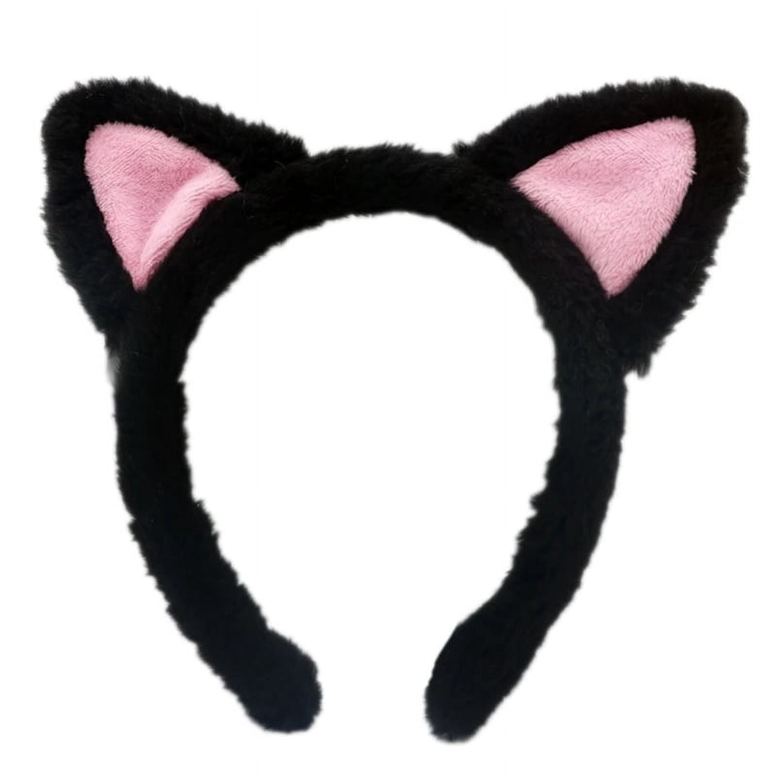 Black Cat Ears Headband for Women Girls, Halloween Cosplay Cat Costume ...