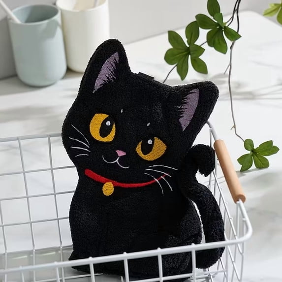 Black Cat Embroidered Hand Towel Super Absorbent Microfiber Quick Dry ...