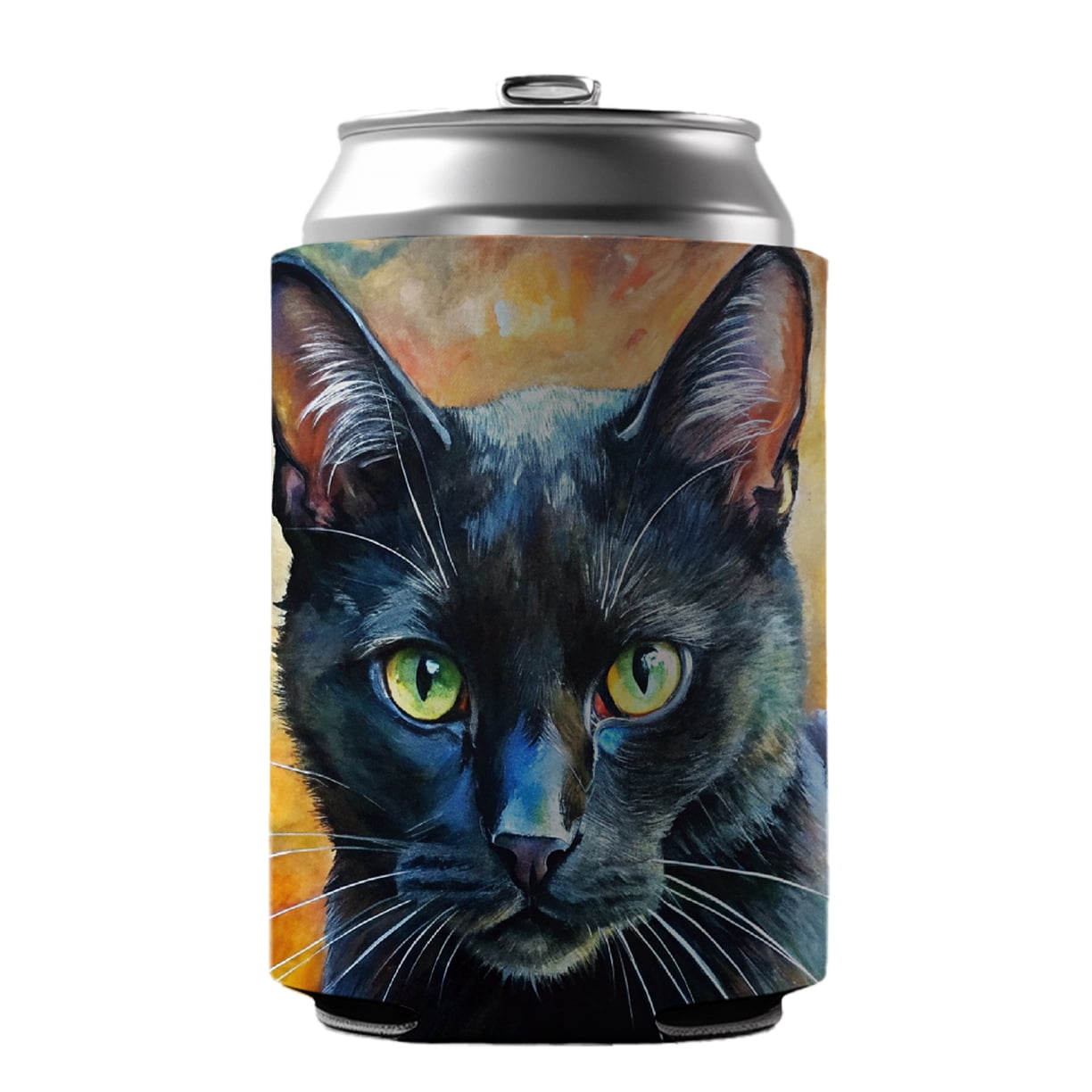 Black Cat Expressionism Art Drink Beer Soda Insulated Sleeve Holder Can ...