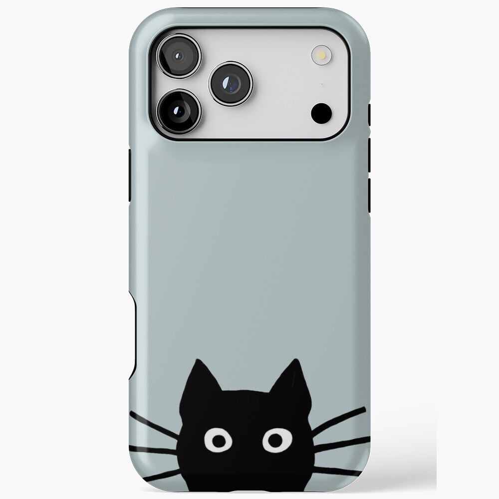 Black Cat Face Cute Kitten Eyes Minimal Animal Illustration Case for ...