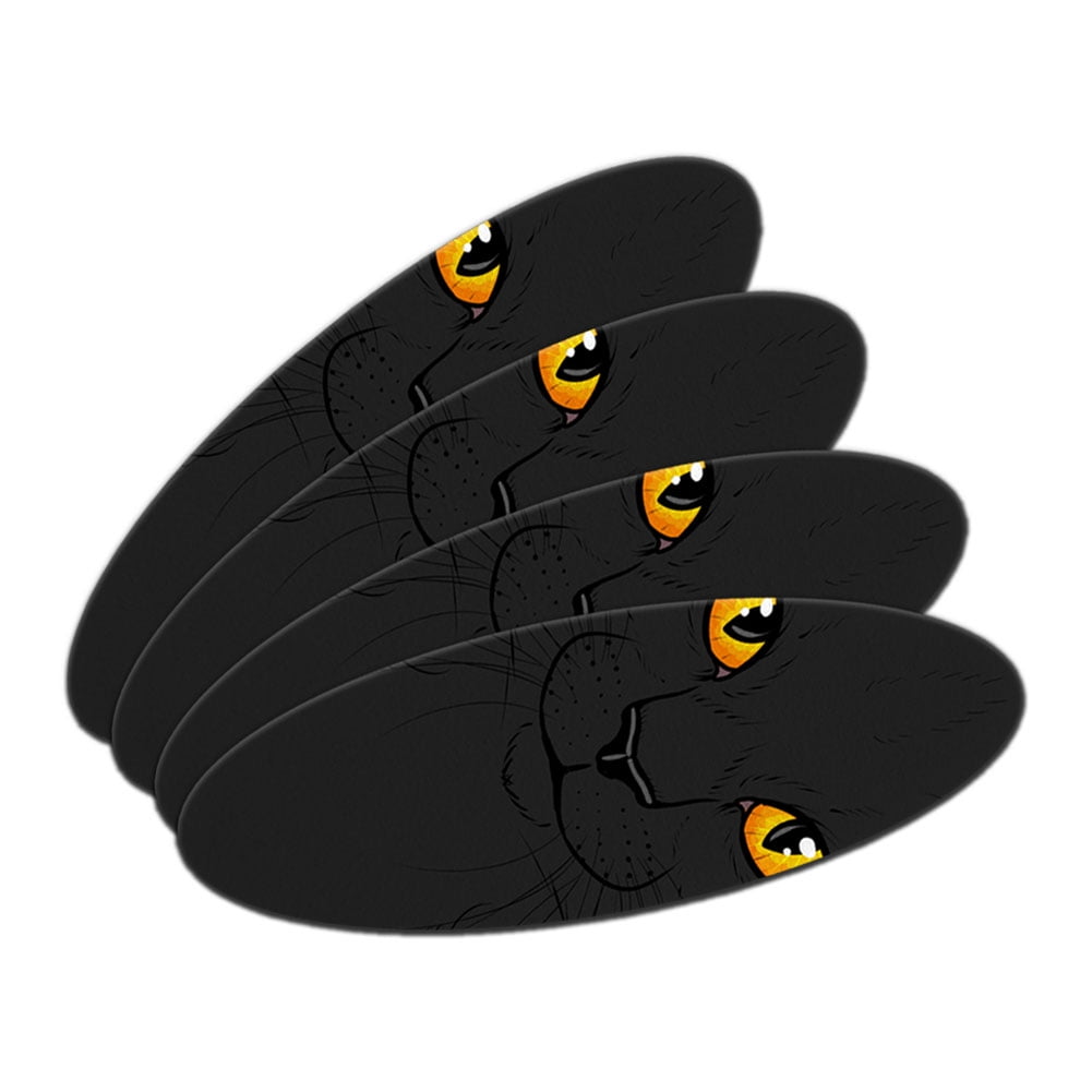 Black Cat Face - Pet Kitty Halloween Oval Nail File Emery Board 4 Pack ...
