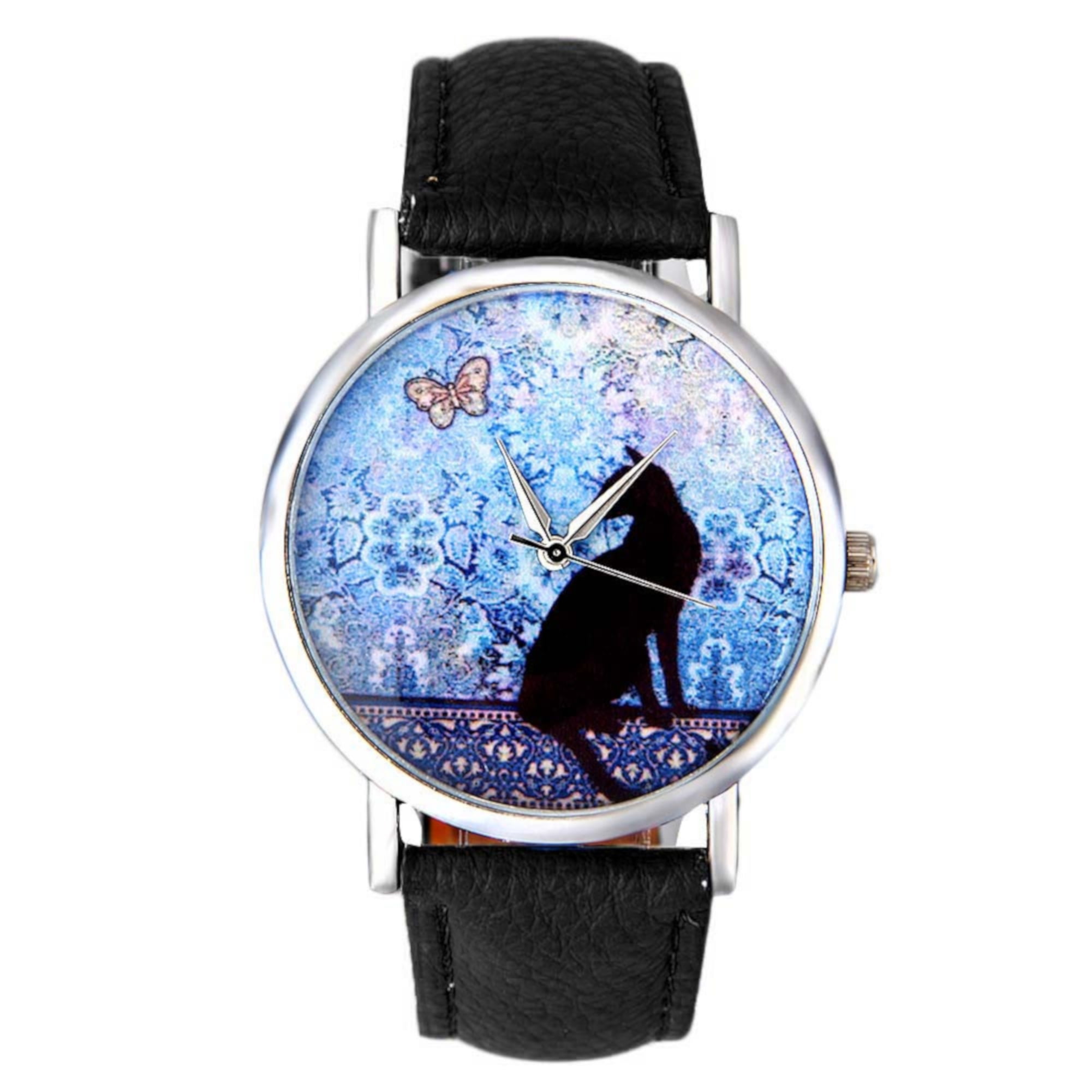 Black Cat Fashion Wristwatch Silver Case Cat Lovers Animal Watch-232-A ...