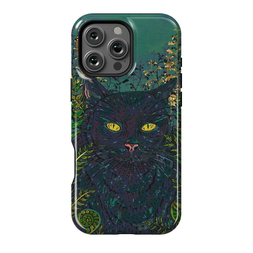 Black Cat Ferns Nature Artwork For iPhone 11 to 17 Pro Max Compatible ...