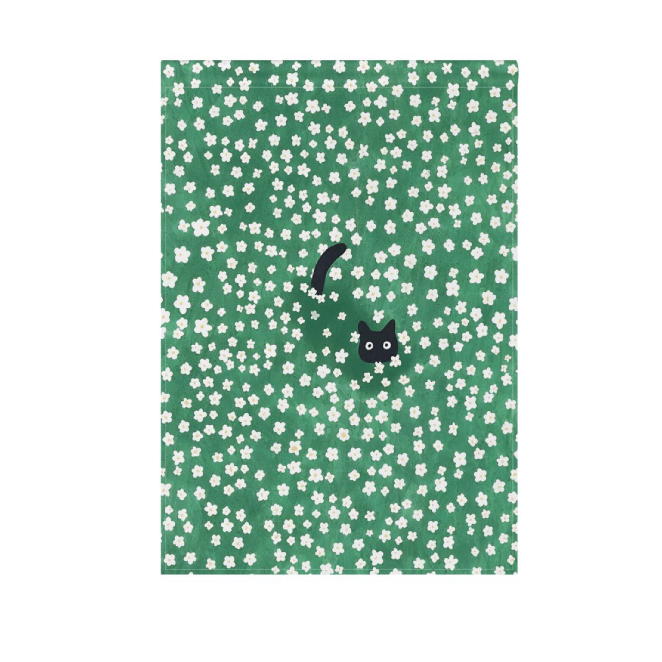 Black Cat Floral Garden Flag Double Sided 12 x 18/28 x 40 Inch Yard ...