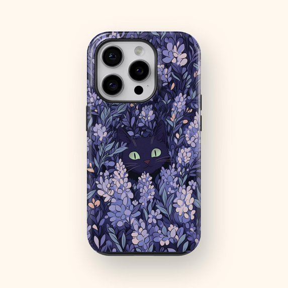 Black Cat Floral Phone Case Compatible with iPhone 11 to 16 Pro Max ...