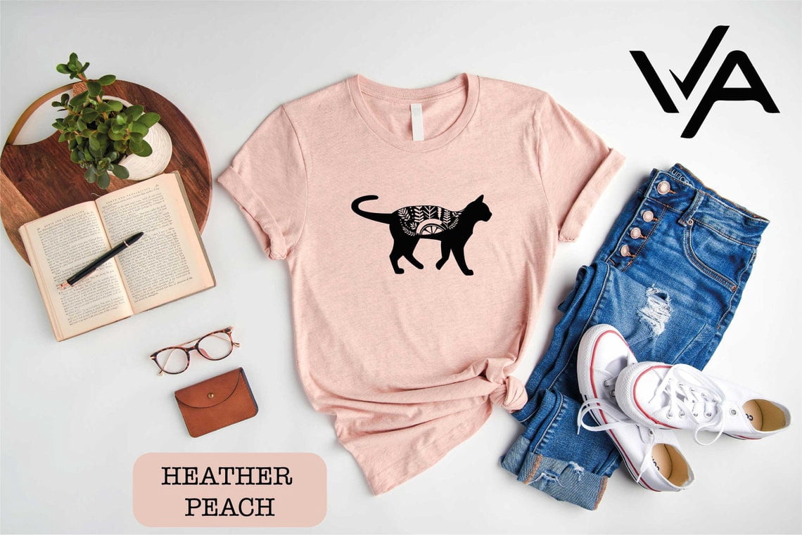 Black Cat Floral Shirt, Field Wildflowers Cat Sweatshirt, Flowers ...