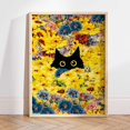 Black Cat Flower Field Botanical Home Wall Decor Unframed Paper Print ...