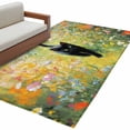 Black Cat Flowers Kitchen Runner Rug 2.7x5 Washable Runners for Hallway ...