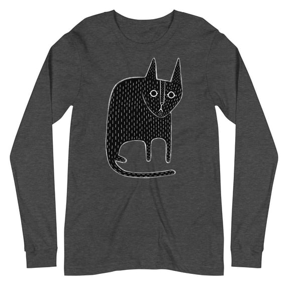 Black Cat Folk Art Cute Kitty Gothic Birthday Housewarming Gift Quirky ...