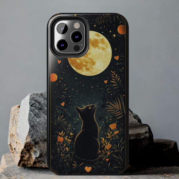 Black Cat Full Moon Celestial Gothic Phone Case with iPhone 17 to 11 ...