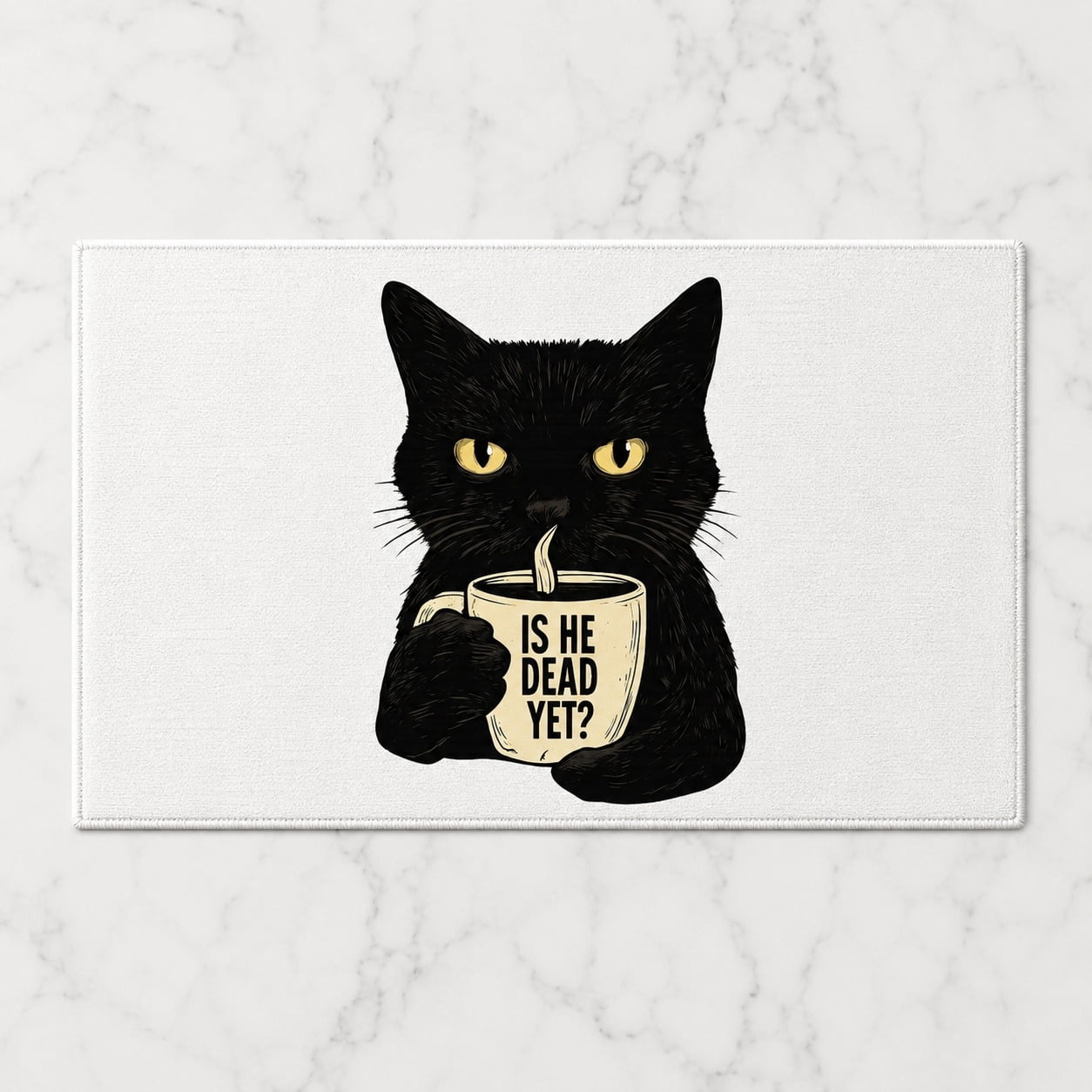 Black Cat Funny Printed Doormat, Non-Slip Backing Floor Mat, White ...