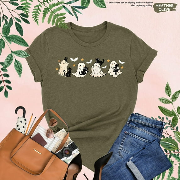 Black Cat Ghost Shirt, Cat Mama Shirt, Spooky Season Cat Shirt, Spooky ...