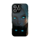 Black Cat Girl Blue Eyes Anime Character Style Phone Case with iPhone ...