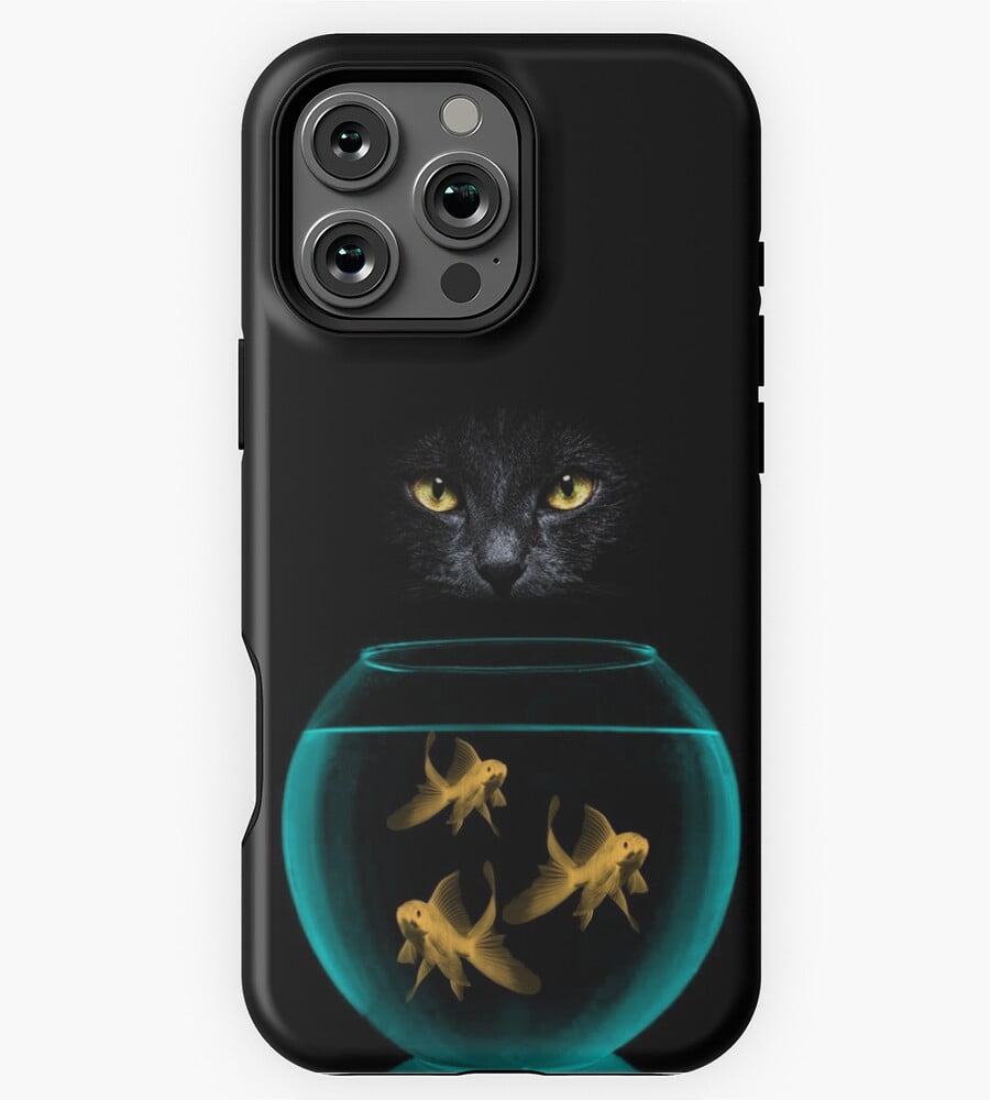 Black Cat Goldfish GA10611 Phone Case for iPhone 11 to 17 Pro Max ...