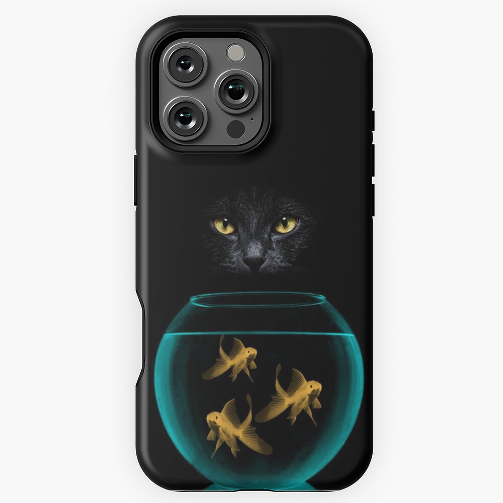 Black Cat Goldfish Phone Case for iPhone 16 15 14 13 12 11 Pro Max ...