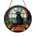 Black Cat Gothic Stained Glass Suncatcher Hanging for Window, Celestial ...