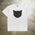 Black Cat Graphic With Retro Style Cool Expression Artwork Printed Tee ...