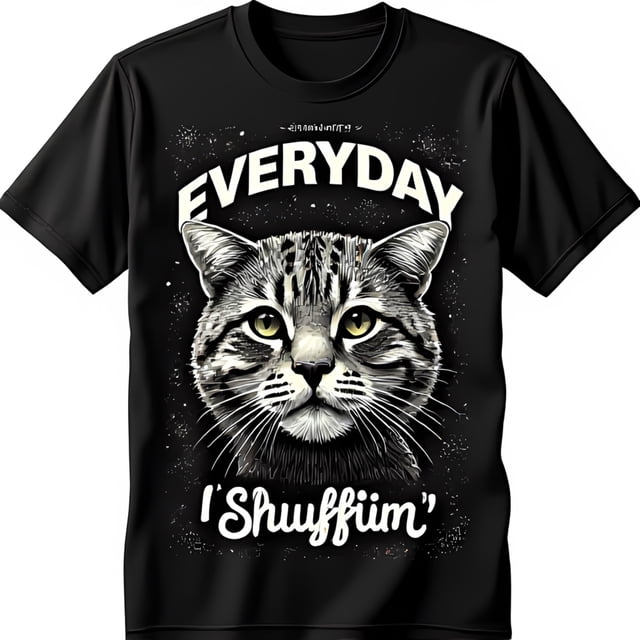 Black Cat Graphic T-Shirt Serious Cat with EVERYDAY & I Shufffim Print ...
