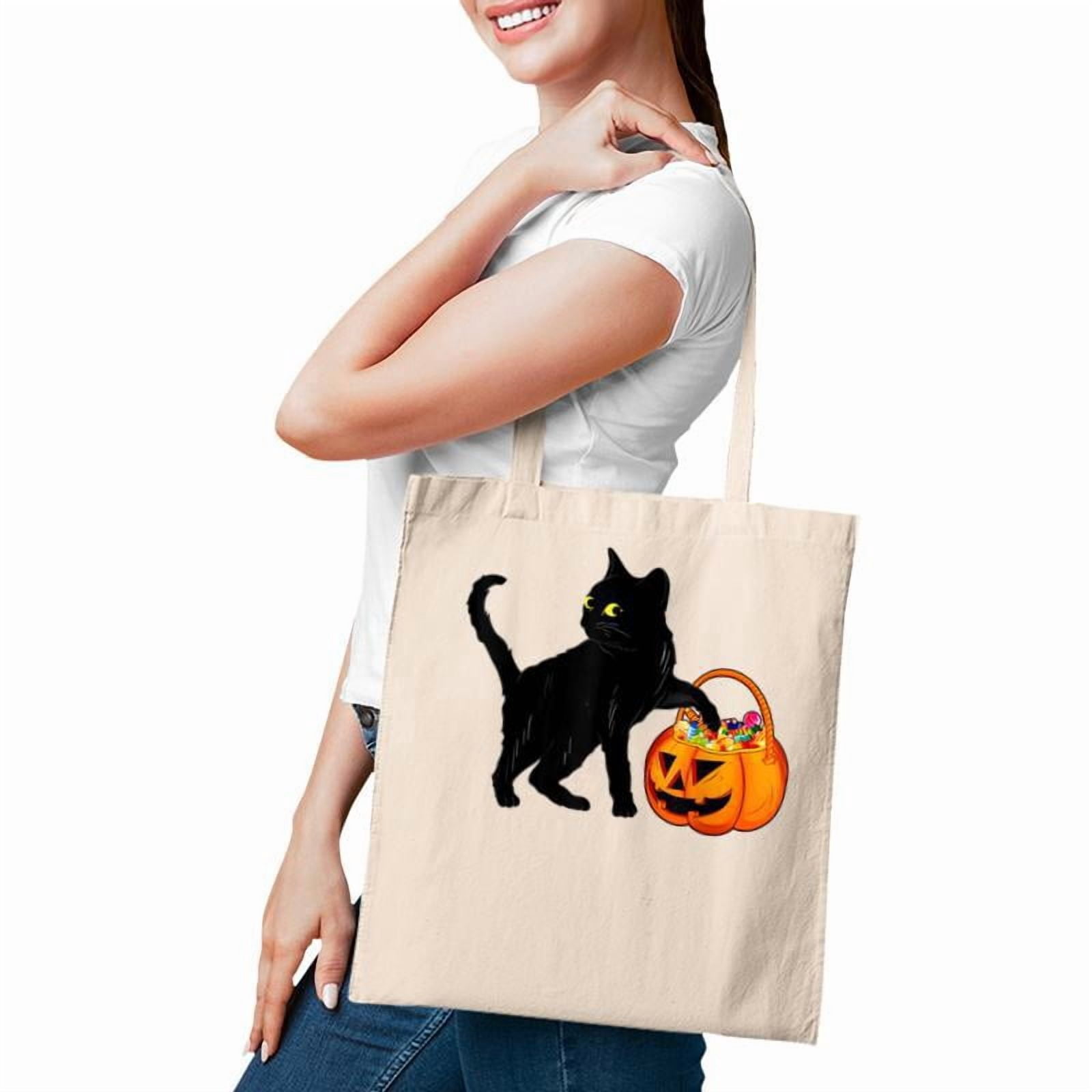 Black Cat Halloween Candy Pumpkin Bag Sweet Lollipop Funny Tote Bag ...