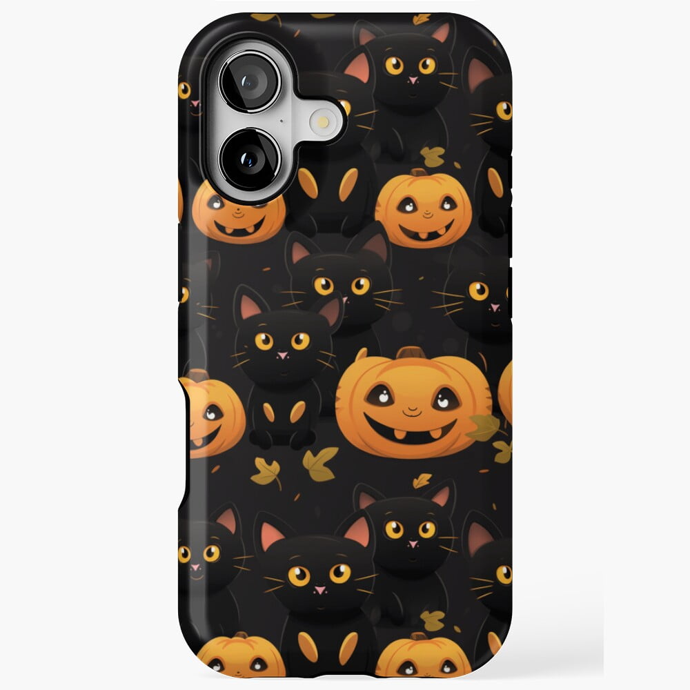 Black Cat Halloween Classic Print iPhone 17 11 12 13 14 15 16 Pro Max ...