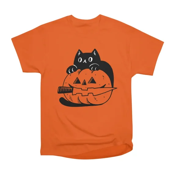 Black Cat Halloween Jack o lantern T-Shirt Tee Gift For Him Merch For ...