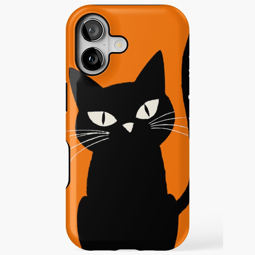 Black Cat Halloween Minimalist Compatible Phone Case for iPhone 11–17 ...