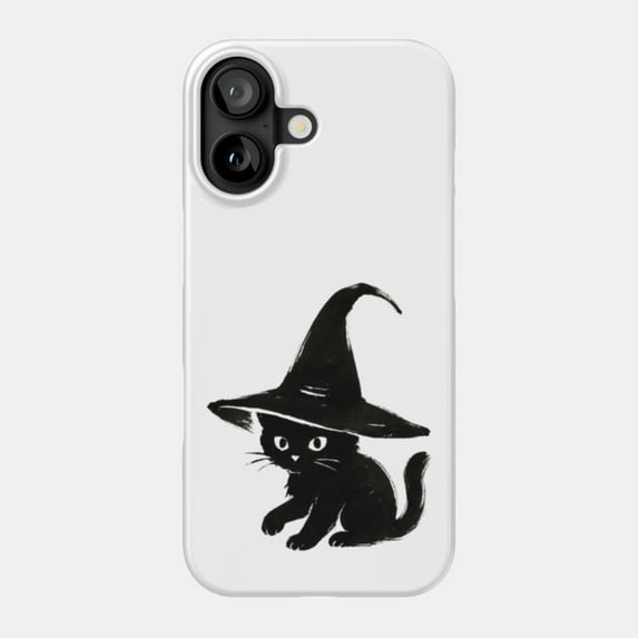 Black Cat Hat Ink Brush Art Case Compatible Across iPhone 11,12,13,14 ...