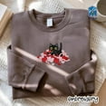 Black Cat Heart Embroidery Sweatshirt Cute Valentine Gift Flower Kitty ...