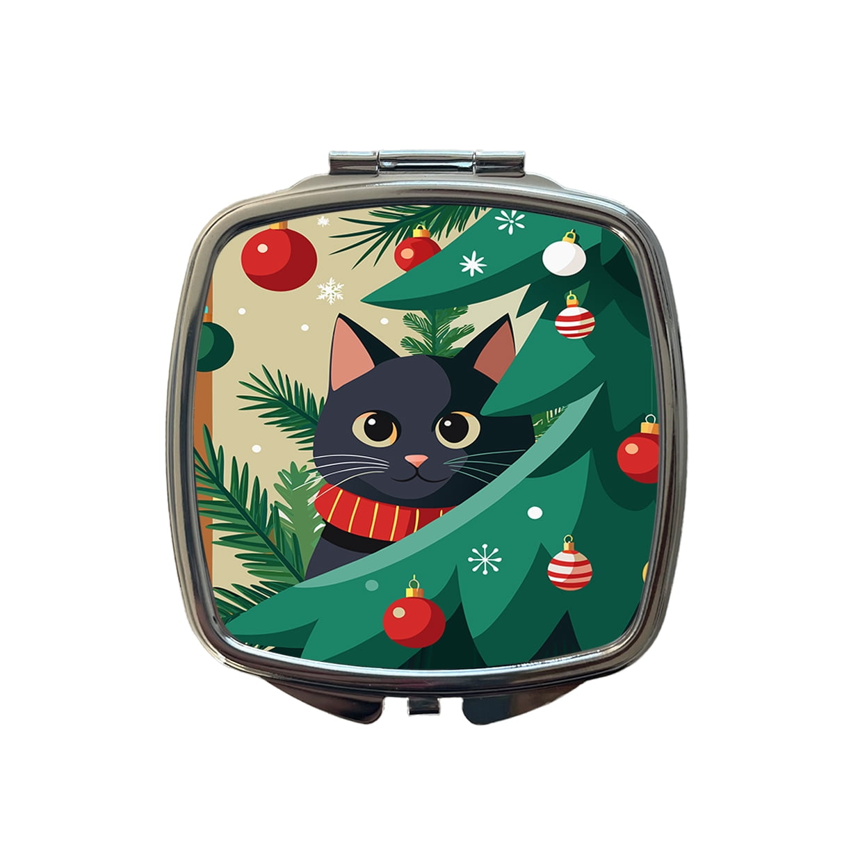 Black Cat Hiding in Christmas Tree Travel Makeup Handbag Purse Small ...