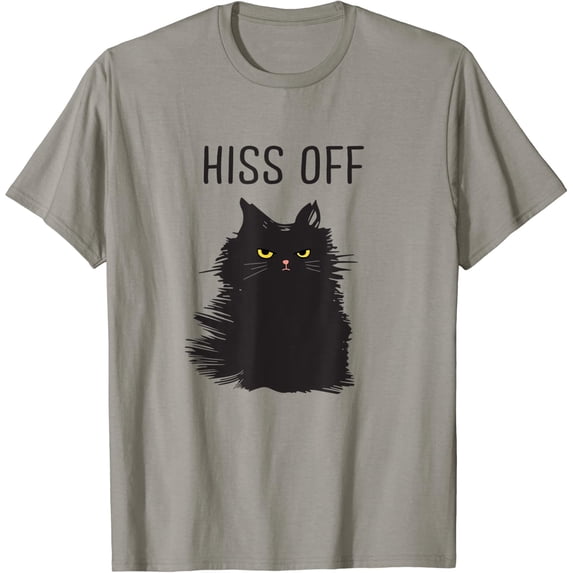 Black Cat Hiss Off Meow Graphic T-Shirt - Walmart.com