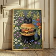 Black Cat Holding Burger Funny Floral Whimsical Surreal Animal Food ...