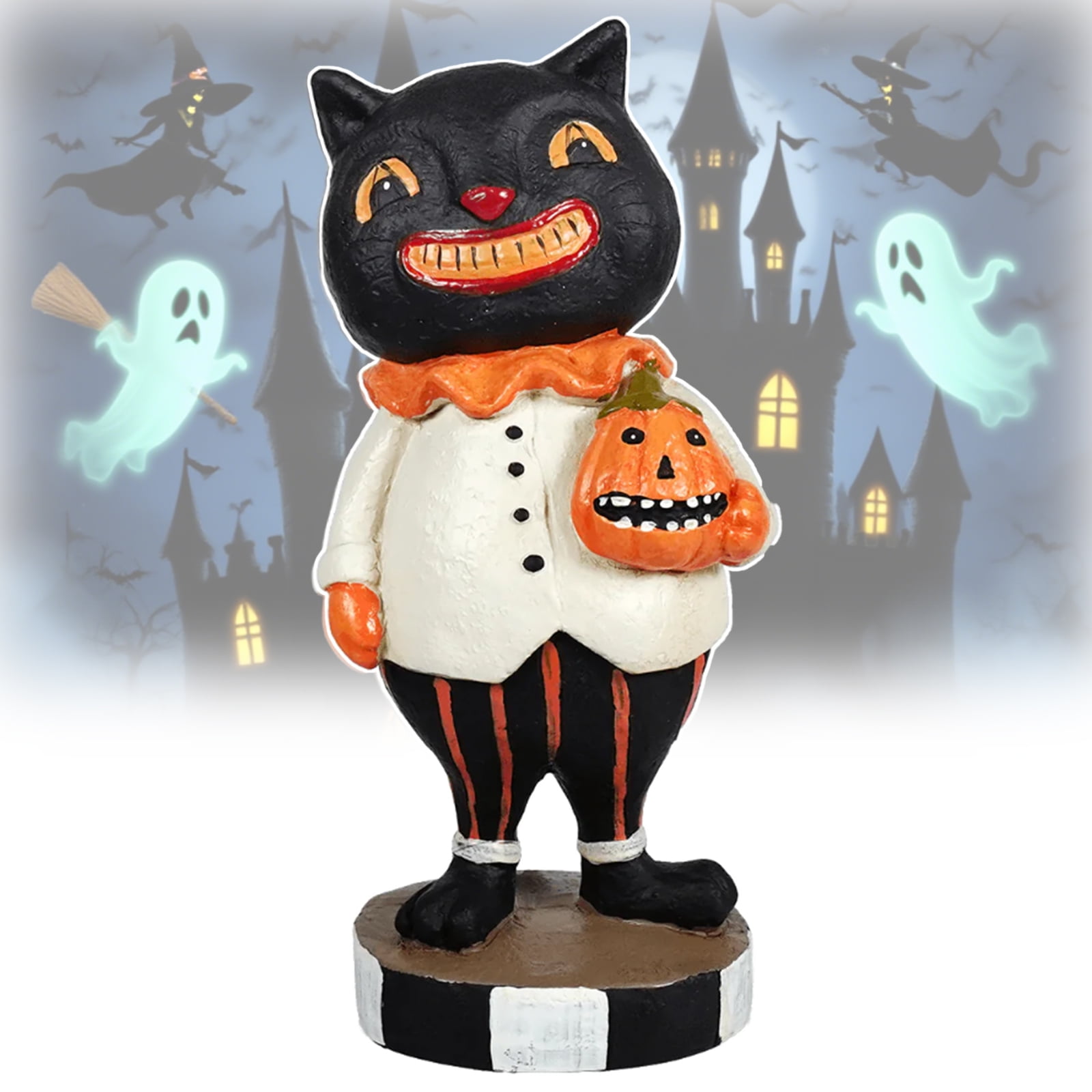 Black Cat Holding Jack-O'-Lantern Original Figure 10.5 In Smiling Cat ...