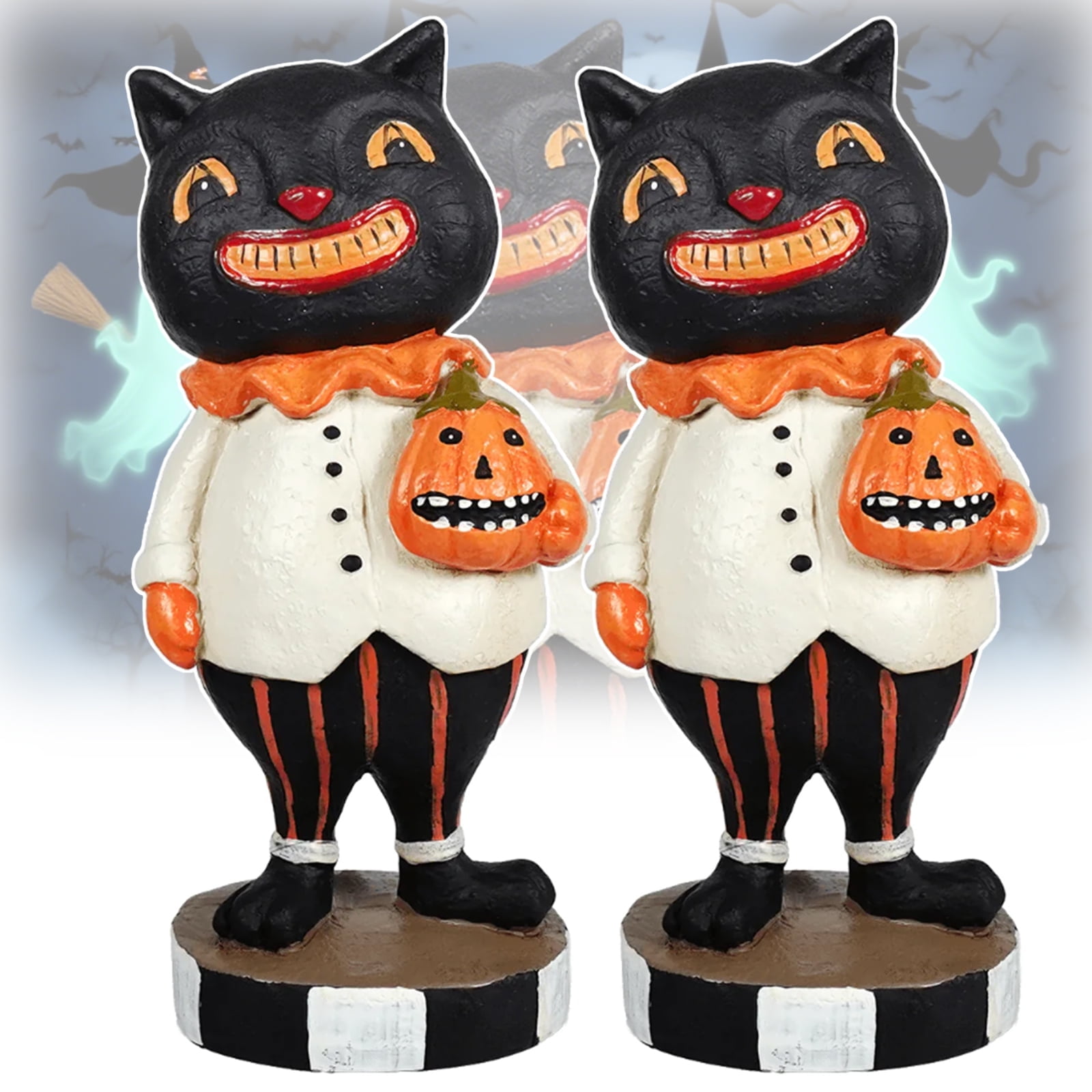Black Cat Holding Jack-O'-Lantern Original Figure 10.5 In Smiling Cat ...
