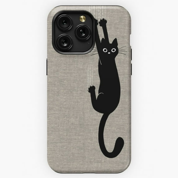 Black Cat Holding On Minimal Cute Design iPhone Case 17 through 11 Pro ...