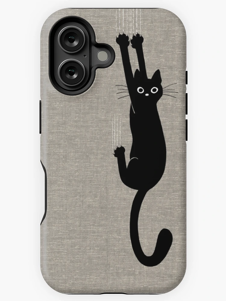 Black Cat Holding Up iPhone Case for 16/15/14/13/12/11 Pro Max Models ...