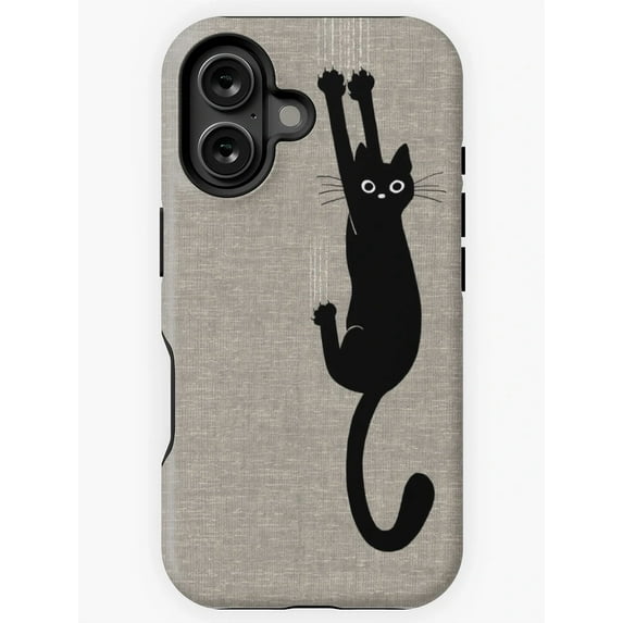 Black Cat Holding Up iPhone Case for 16/15/14/13/12/11 Pro Max Models ...