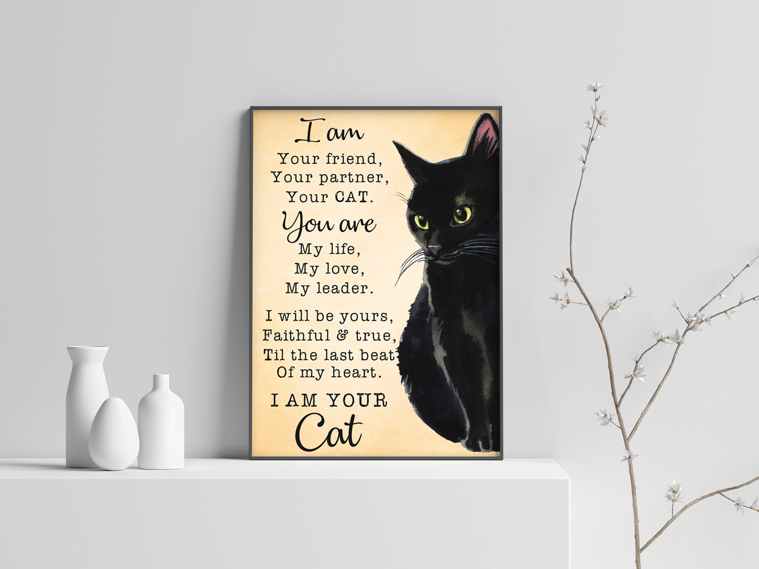 Black Cat I Am Your Best Friend Your Partner Your Cat Vintage Poster ...