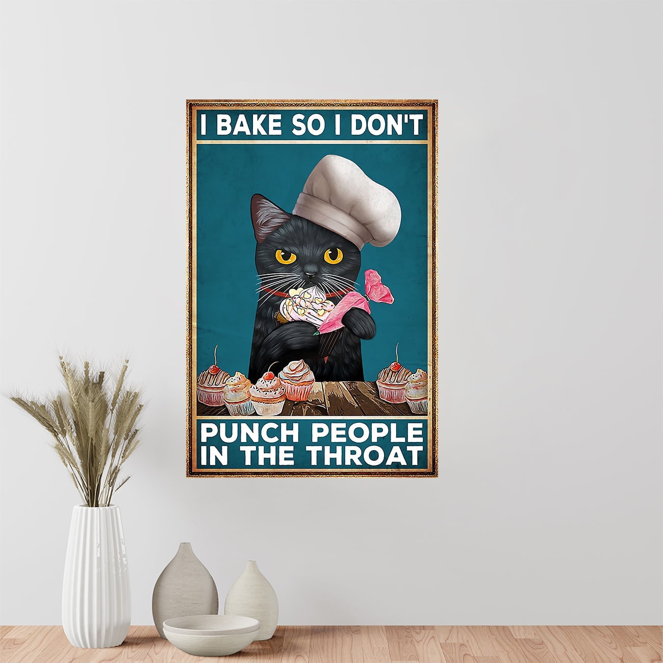 Black Cat I Bake So Don't Punch People In The Throat Poster Black Cat ...