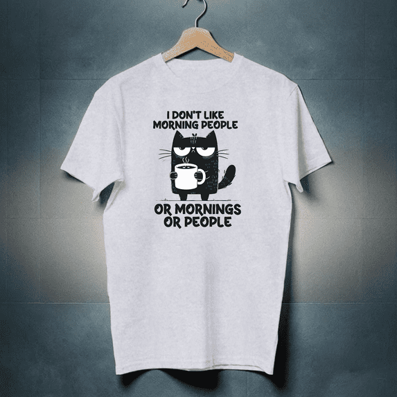 Black Cat I Don't Like Morning People Humorous Hilarious Witty Humor ...