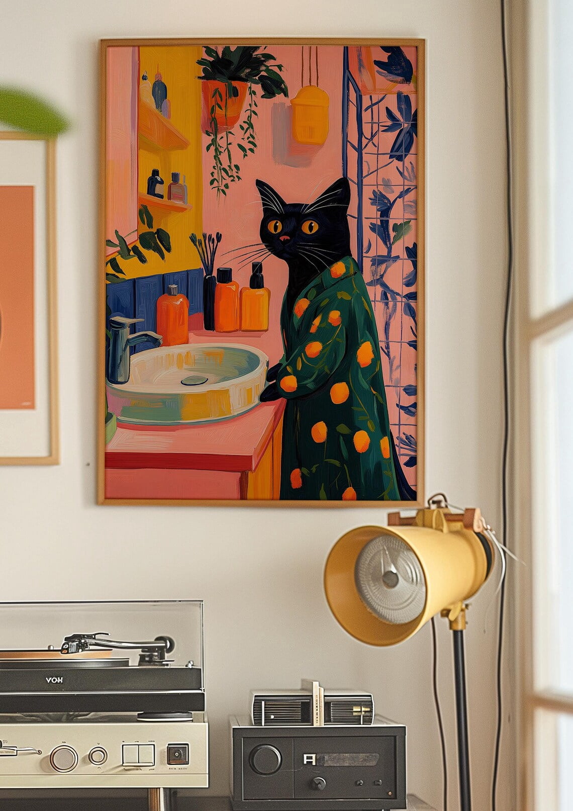 Black Cat In Robe Bathroom Maximalist Poster Unframed Paper Print ...
