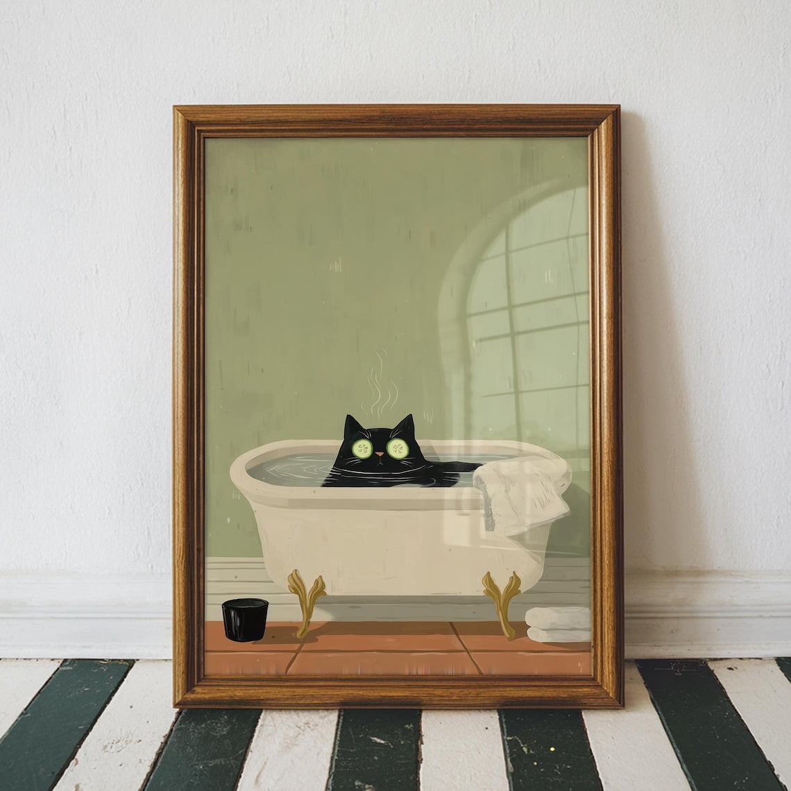 Black Cat In The Bath Tub Bathroom Restroom Decor Dog Lover Washroom ...