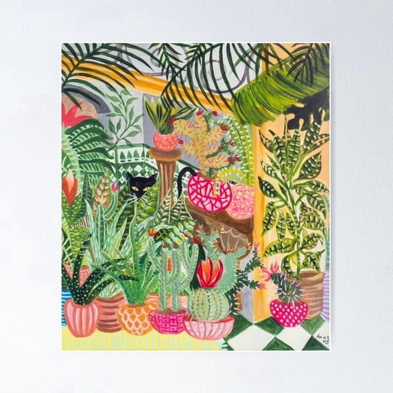 Black Cat In The Garden Poster , Poster Print Only - Walmart.com