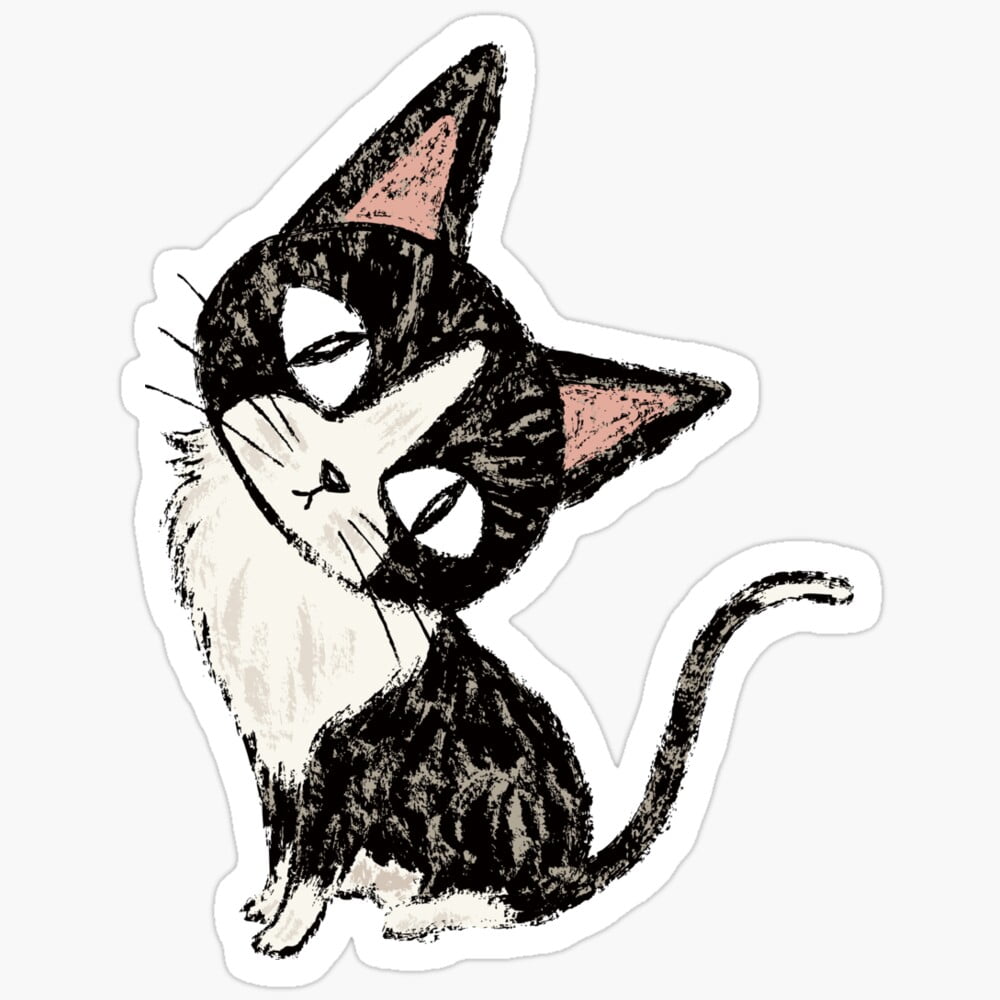 Black Cat In Thought Sticker Phone Decal Water Bottle Stickers Car ...