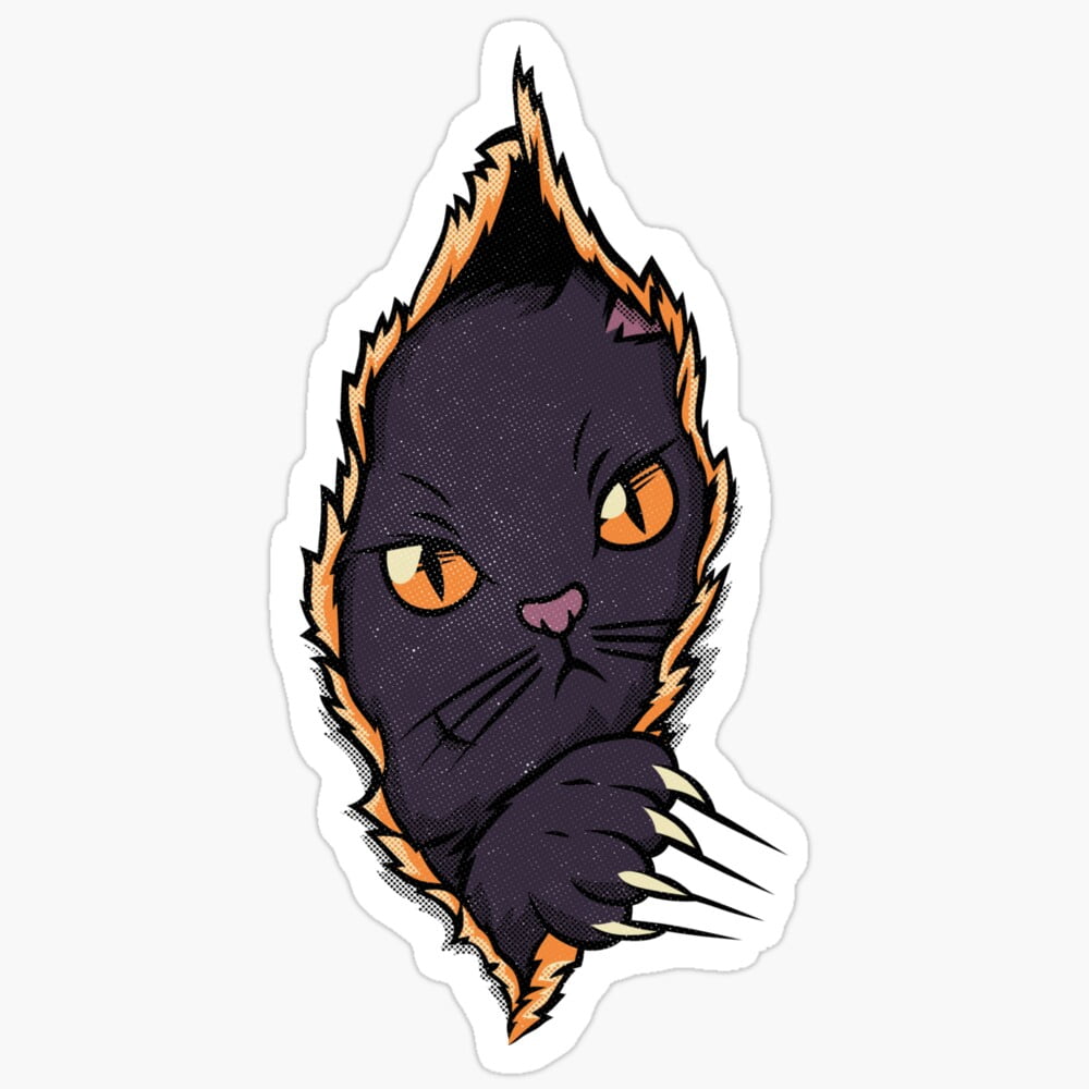 Black Cat Inside Halloween Sticker Phone Decal Water Bottle Stickers ...