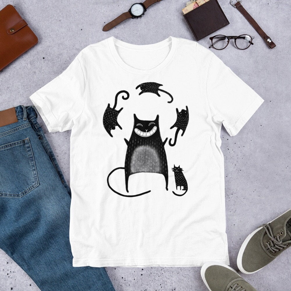 Black Cat Juggler Folk Art Tee Shirt Birthday Housewarming Gifts Funny ...